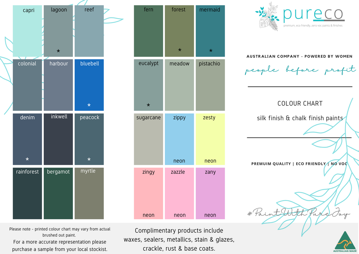 Pureco Chalk Finish Paints – Paint Brush and Pixie Dust